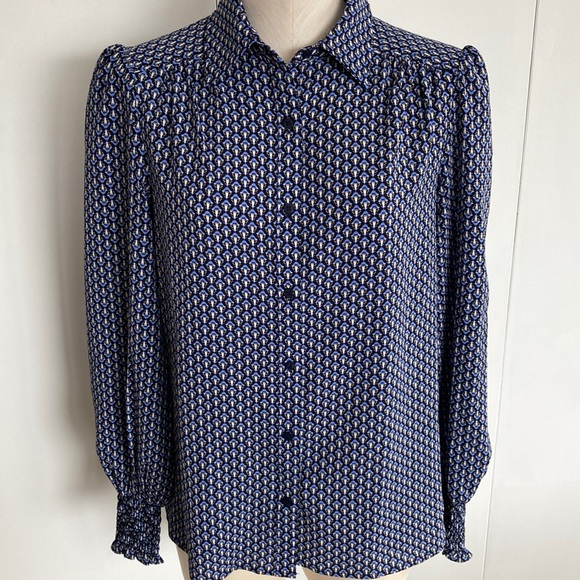 Max Studio | Tops | Newmax Studio Navy Print Blouse | Poshmark